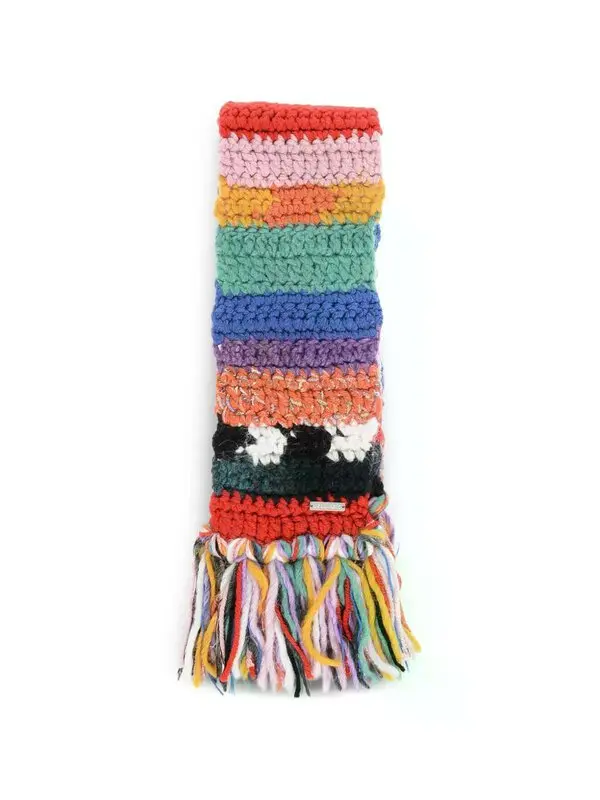Dsquared2 Crochet-knit Fringed Scarf - Red