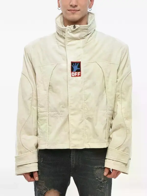 Off-White Hands Off Embroidered Ribbed-velour Jacket