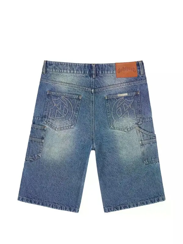 GODSPEED Twin-panel Faded Wash Denim Shorts - Blue