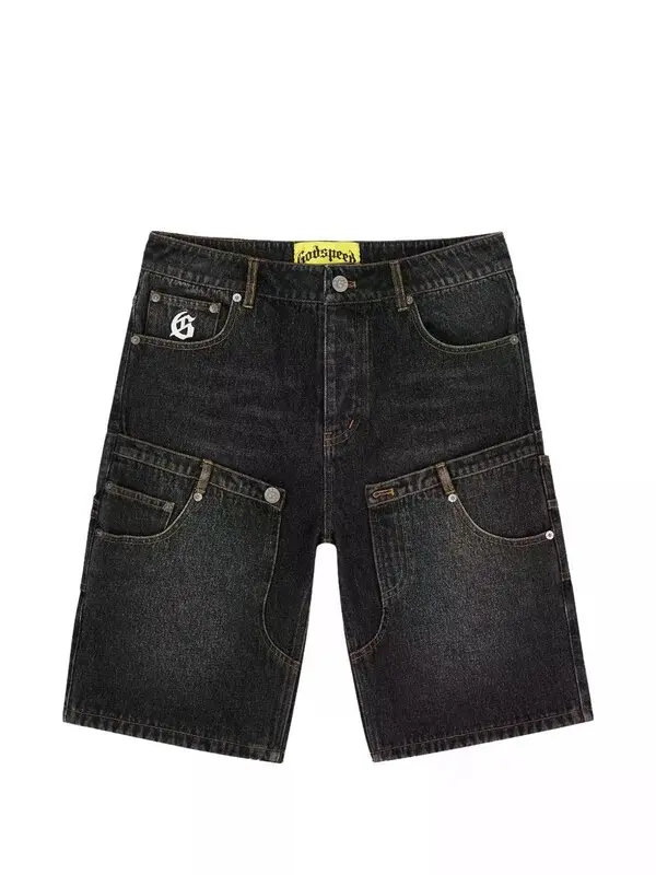 GODSPEED Twin-panel Denim Shorts - Black