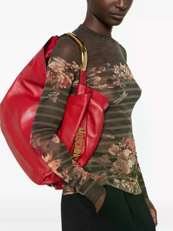 Moschino Plaque Leather Tote Bag - Red
