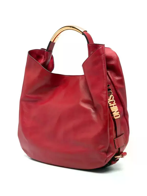 Moschino Leather Tote Bag With Logo Plaque