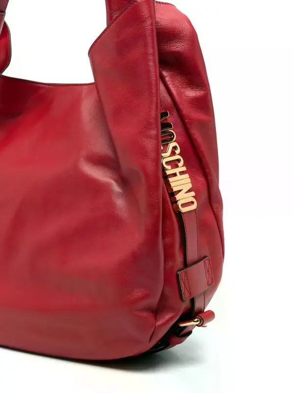 Moschino Leather Tote Bag With Logo Plaque