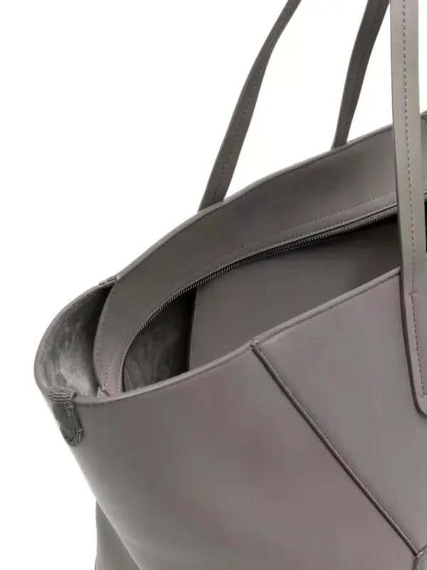 Brunello Cucinelli Paneled Leather Shoulder Bag - Grey