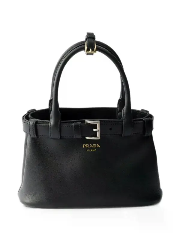 Prada Buckle Small Leather Bag With Belt - Black