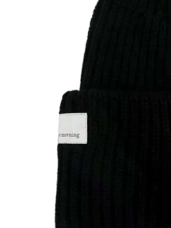 NINE:INTHE:MORNING Ribbed Knit Beanie Hat - Black