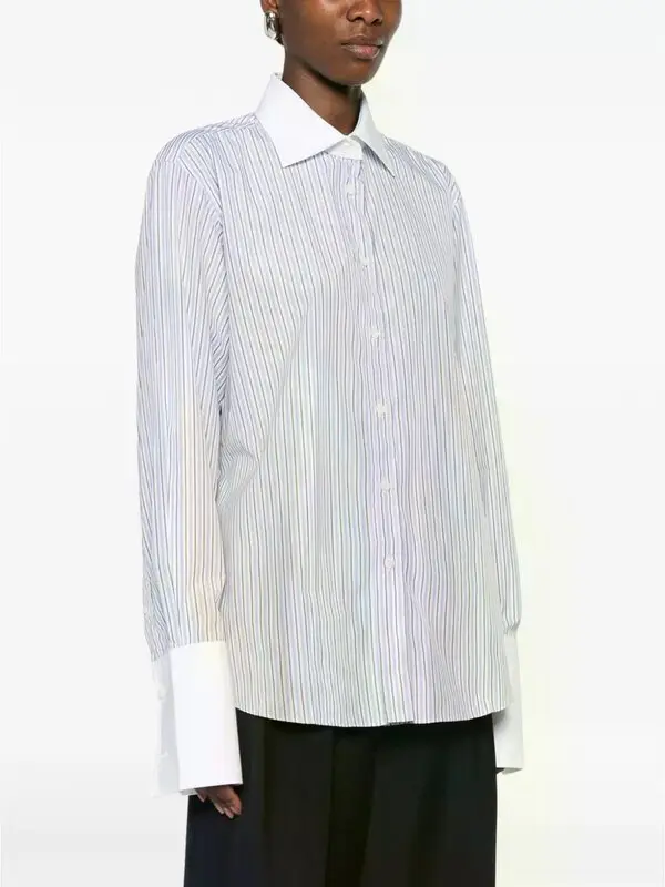 Prada Striped Shirt With Contrast Collar