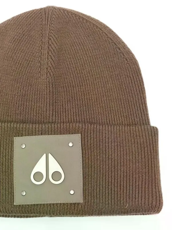 Moose Knuckles Logo-patch Ribbed Knit Beanie Hat