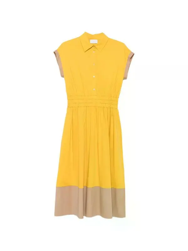 CLIPS Two-tone Smocked Midi Dress - Yellow
