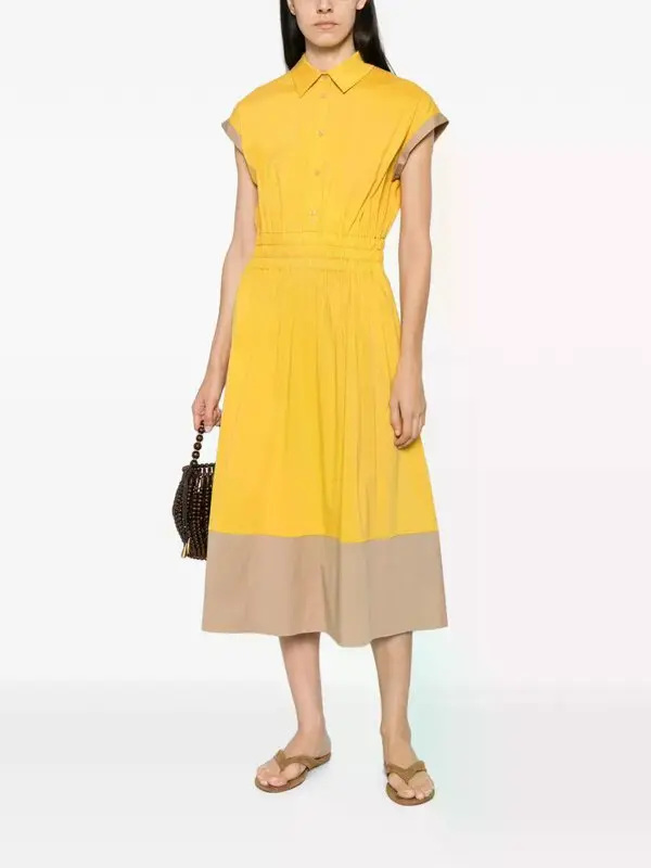 CLIPS Two-tone Smocked Midi Dress - Yellow