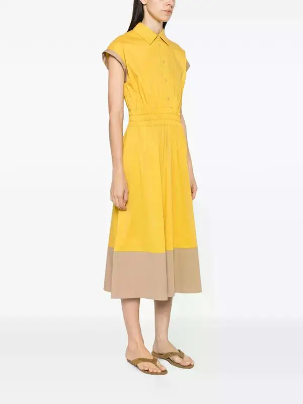 CLIPS Two-tone Smocked Midi Dress - Yellow