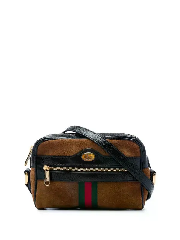 Gucci 2016-2026 Mini Suede Web Ophidia Crossbody Bag - Brown