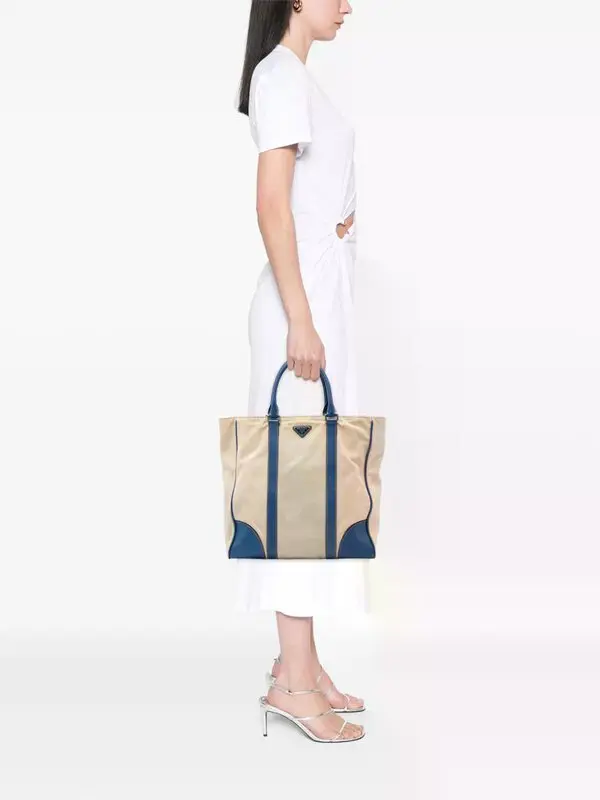 Prada 2013-2026 Saffiano Trimmed Canvas Tote Bag
