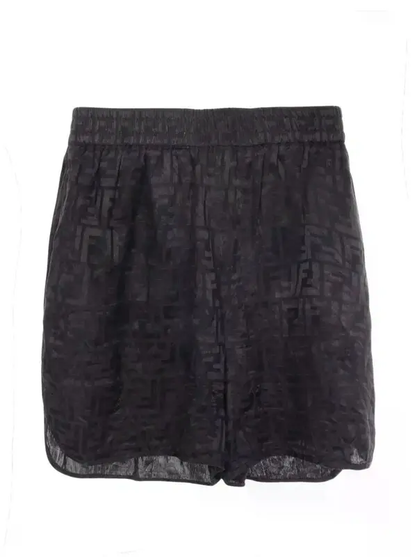 Fendi 2010s Zucca Pattern Silk Shorts - Black