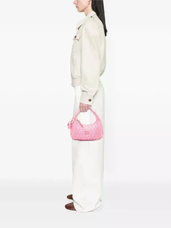 Miu Miu 2010-2026 Medium Matelasse Tessuto Wander Hobo Bag - Pink