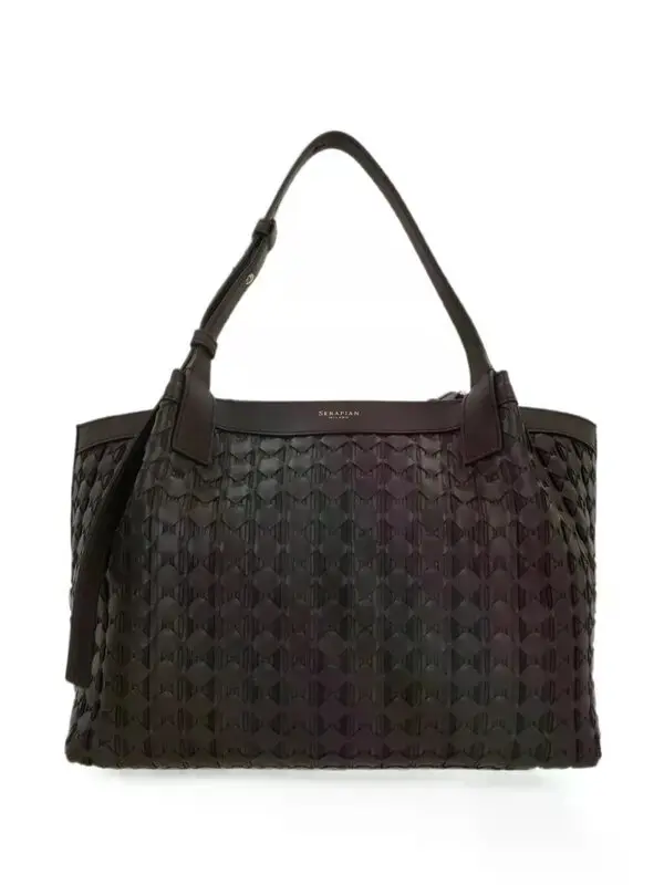 SERAPIAN Small Mosaico Woven Leather Tote Bag