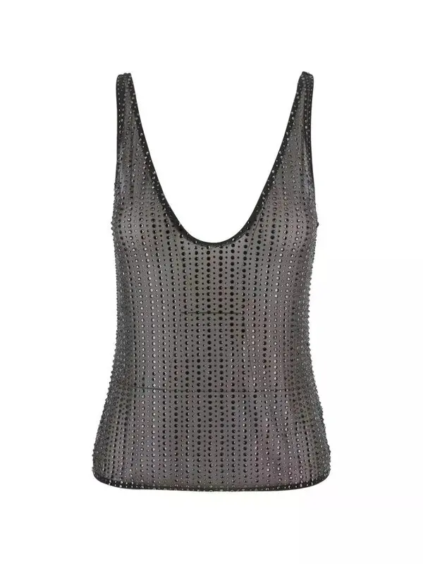 VENUJA Crystal Embellished Mesh Top