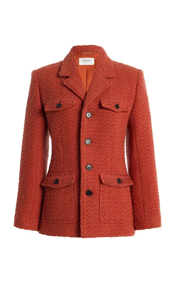 Saint Laurent Pocketed Tweed Jacket