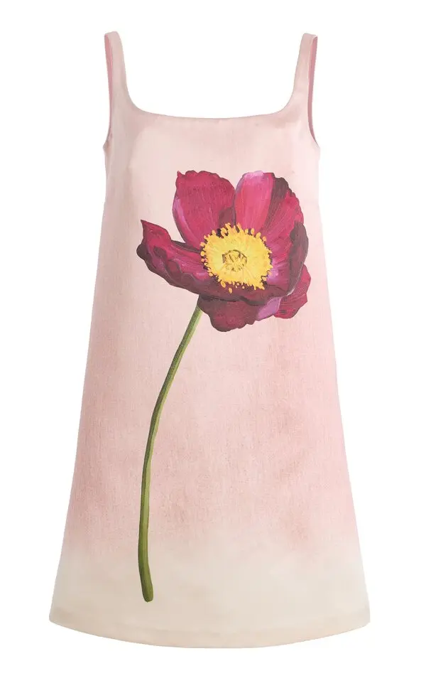 Oscar De La Renta Peony Satin Mini Dress - Pink