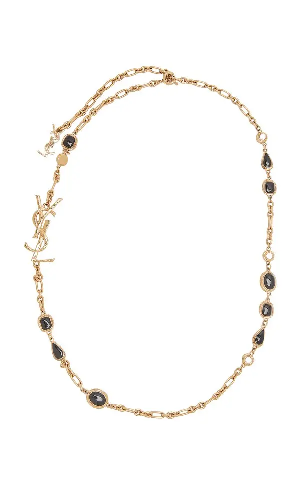 Saint Laurent Cabochon Sautoir Necklace - Gold