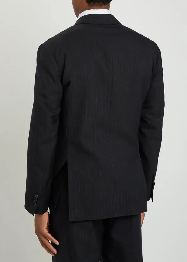 LARDINI Pinstriped Double-breasted Wool Blazer