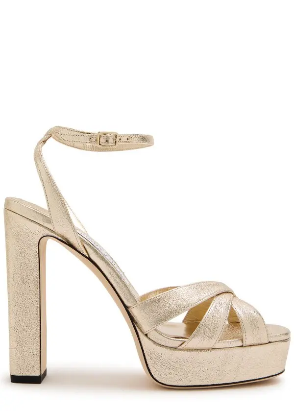 JIMMY CHOO Kove Metallic Brilliance Platform Sandals