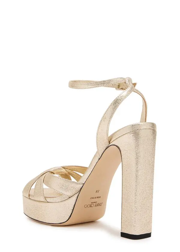 JIMMY CHOO Kove Metallic Brilliance Platform Sandals