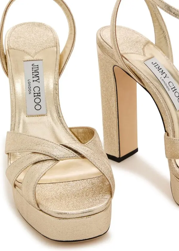JIMMY CHOO Kove Metallic Brilliance Platform Sandals