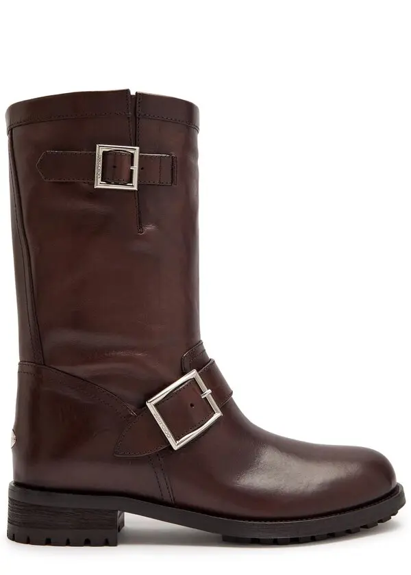 JIMMY CHOO Biker Leather Mid-calf Boots