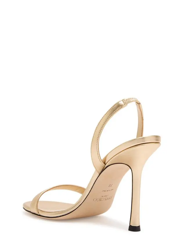 JIMMY CHOO Jenn 100 Metallic Leather Slingback Sandals