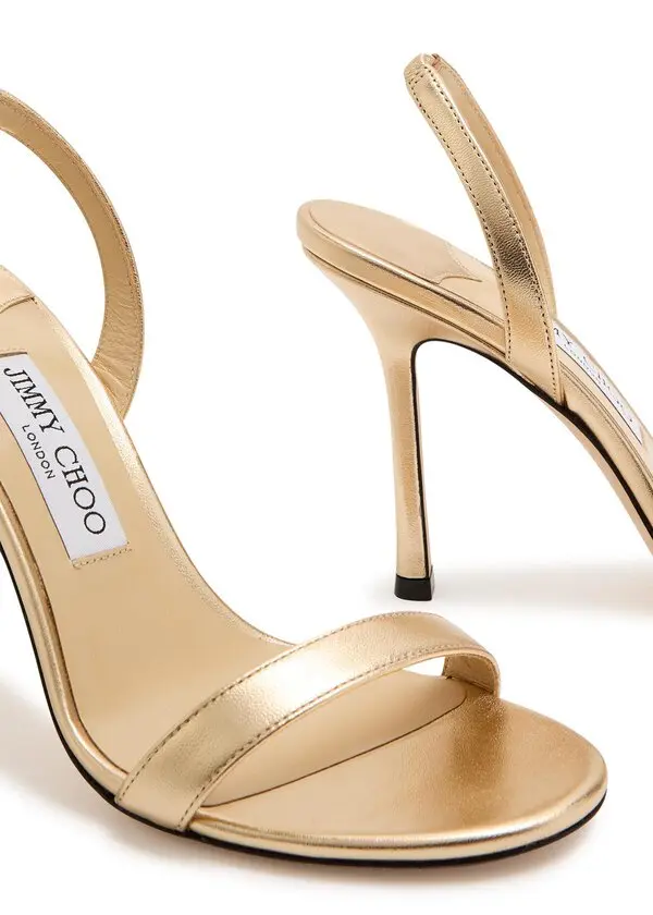 JIMMY CHOO Jenn 100 Metallic Leather Slingback Sandals