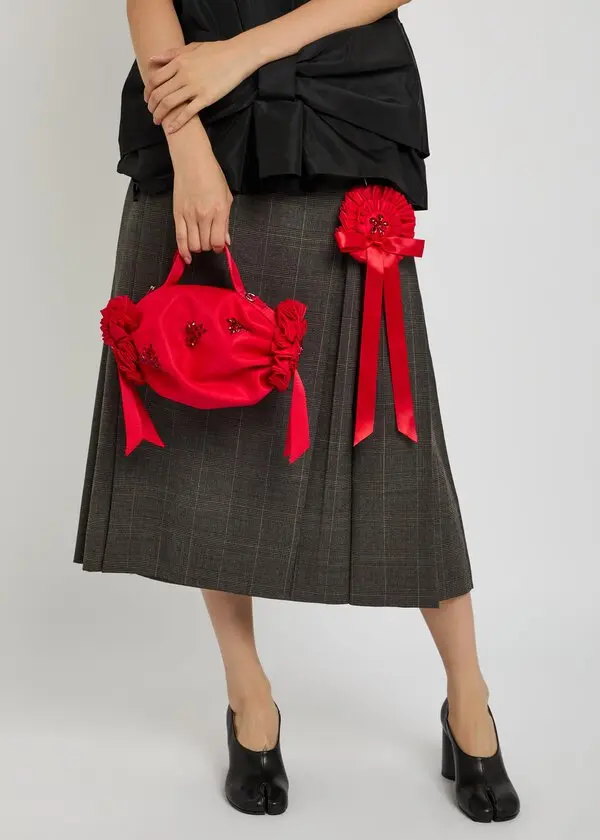 Simone Rocha Double Ribbon Rosette Mini Nylon Top Handle Bag - Red