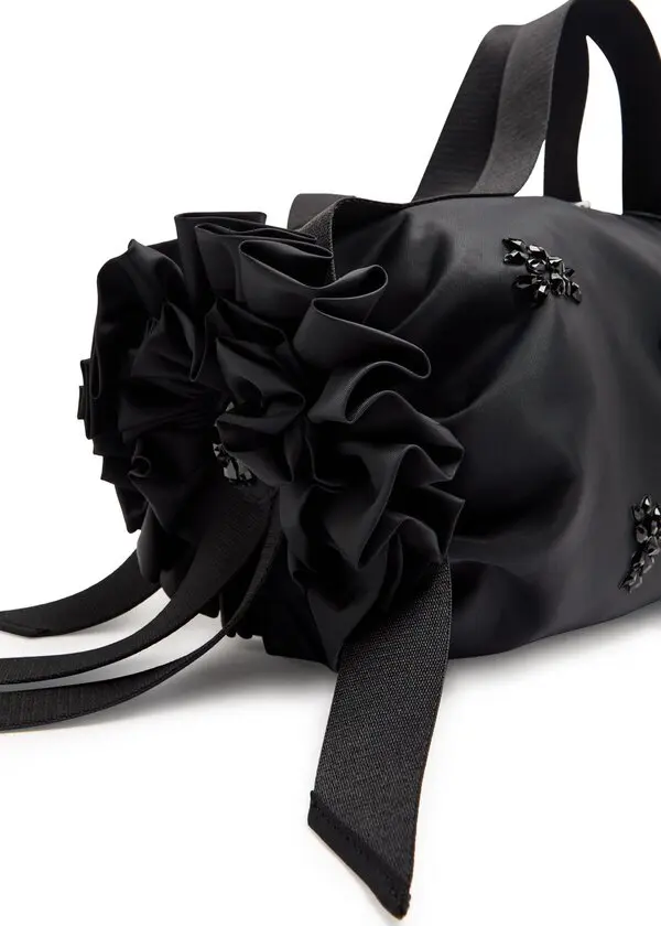 Simone Rocha Double Ribbon Rosette Nylon Top Handle Bag
