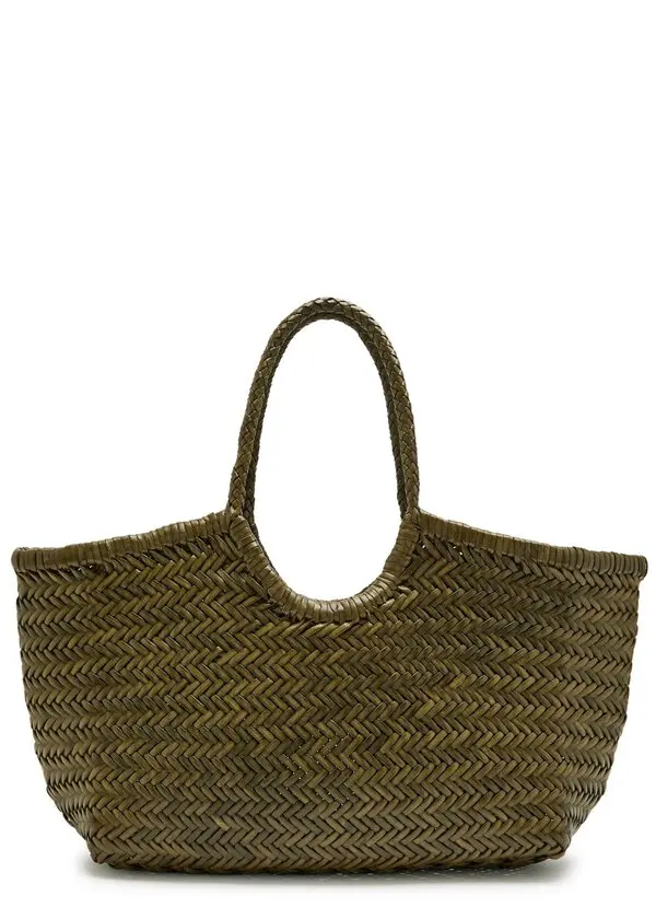 Dragon Diffusion Nantucket Big Woven Leather Tote Bag - Khaki