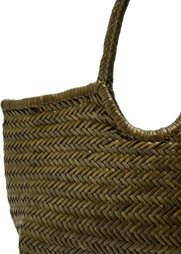 Dragon Diffusion Nantucket Big Woven Leather Tote Bag - Khaki
