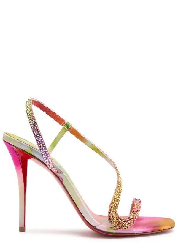CHRISTIAN LOUBOUTIN Rosa Z 100 Embellished Crepe-satin Sandals - Multi Print
