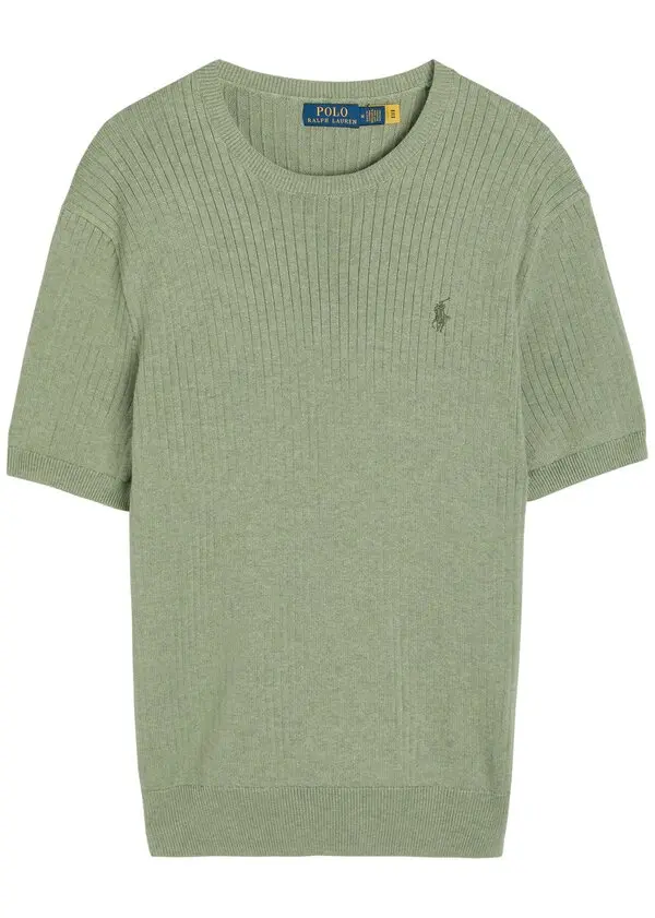 Polo Ralph Lauren Embroidered Ribbed Cotton T-shirt - Green