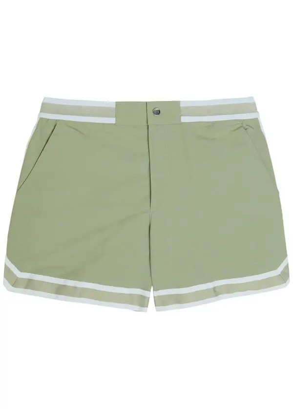 CHE Ché Striped Poplin Swim Shorts - Sage