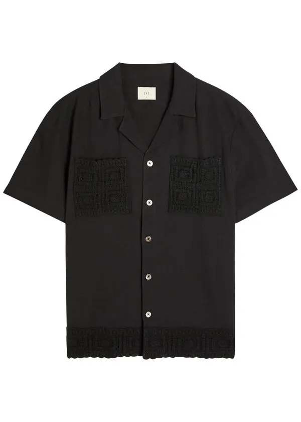 CHE Inigo Crot-trim Cotton And Linen-blend Shirt - Black