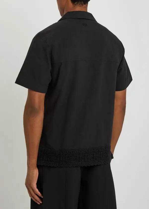 CHE Inigo Crot-trim Cotton And Linen-blend Shirt - Black