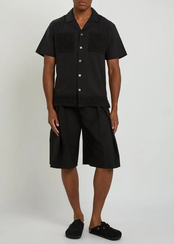 CHE Inigo Crot-trim Cotton And Linen-blend Shirt - Black