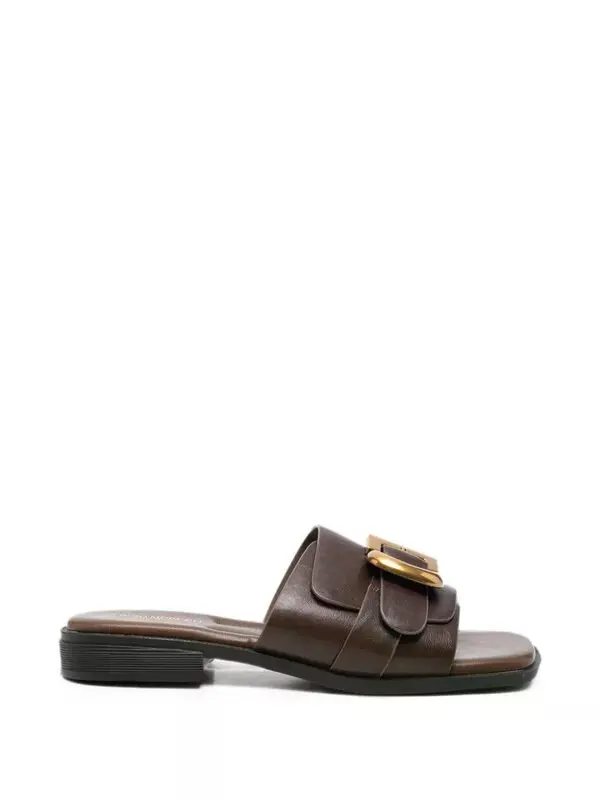 SERGIO MORETTI FIRENZE Buckle Detail Leather Sandals - Brown