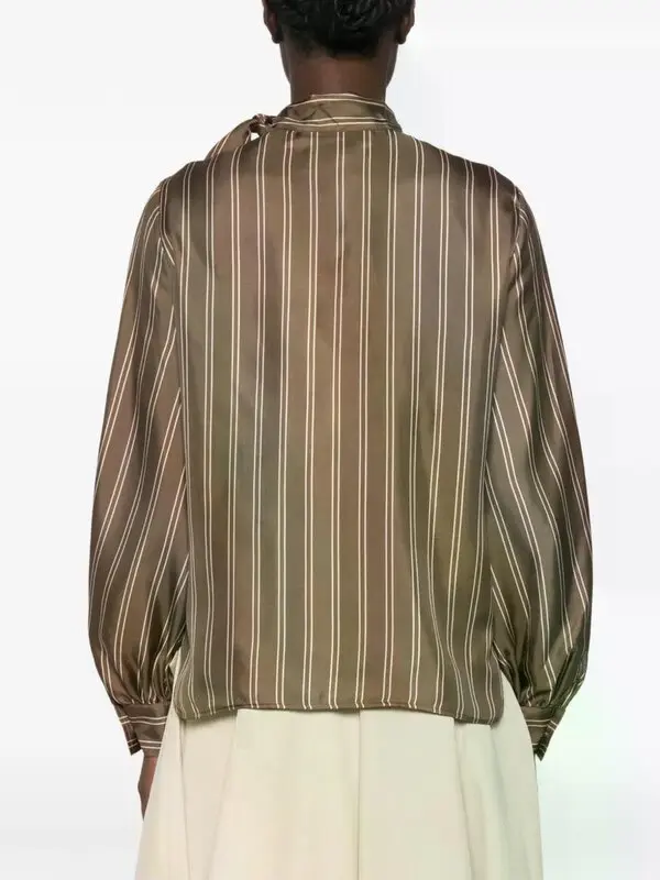 Max Mara Striped Pussy-bow Blouse - Brown