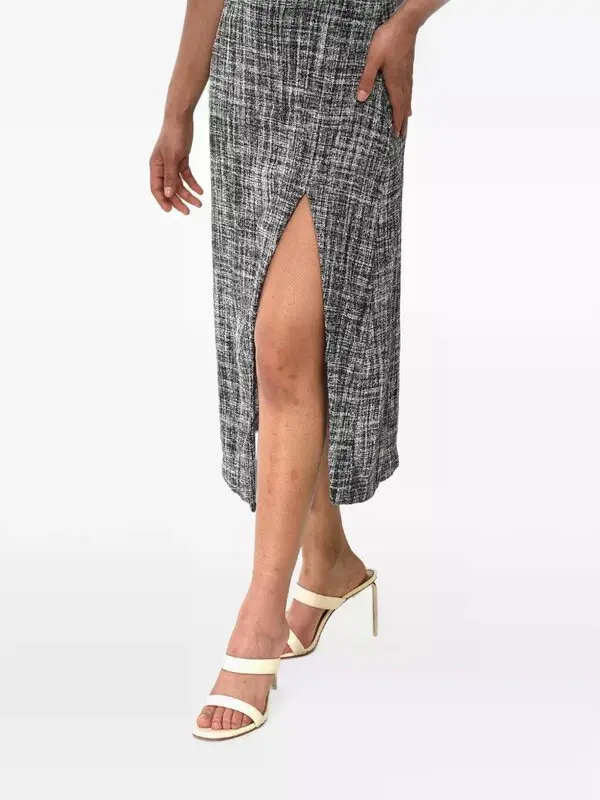 Off-White Tweed Effect Layered Midi Dress