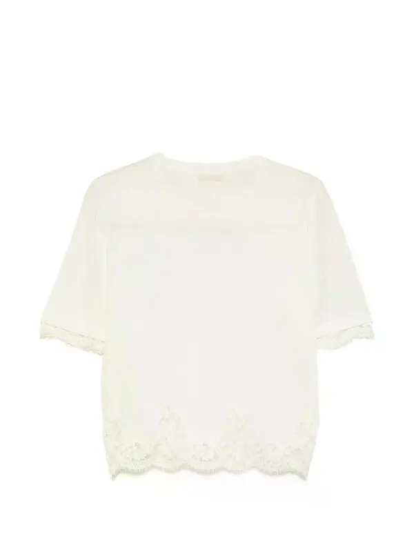 ERMANNO FIRENZE Short Sleeve Lace Trim Top