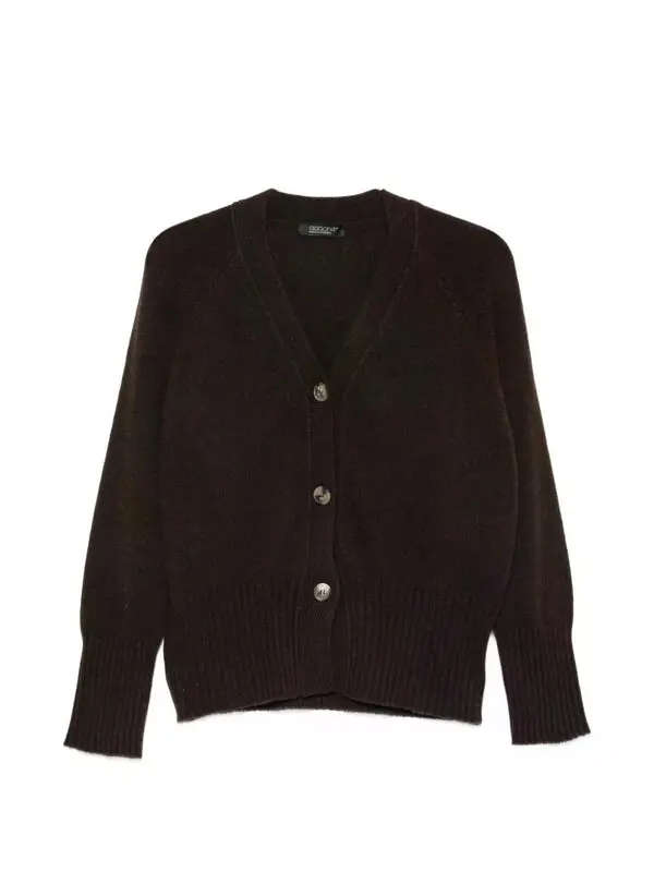 ARAGONA V-neck Button-up Cardigan - Brown