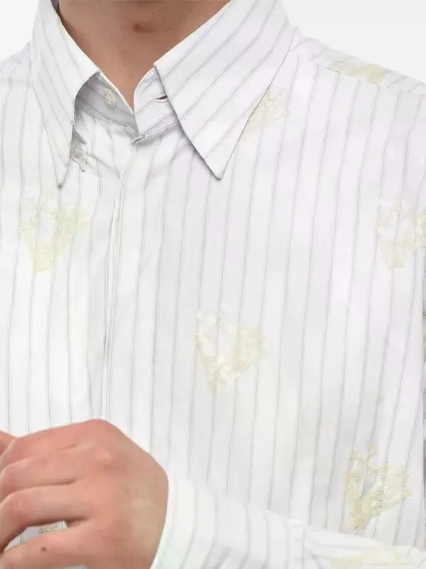 Off-White Sequin-embroidered Striped Shirt