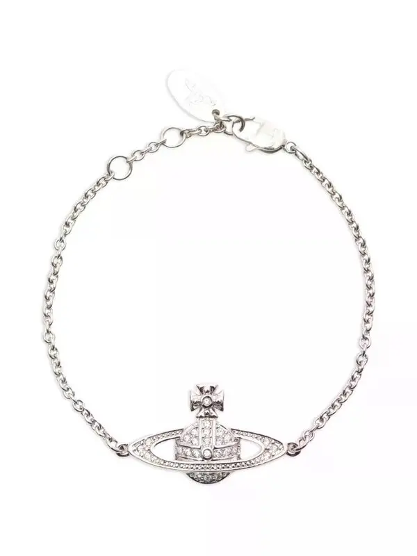 VIVIENNE WESTWOOD Mini Bas Relief Bracelet With Crystal Embellishments - Silver