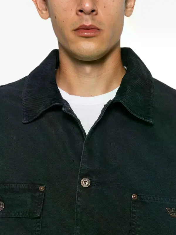 Emporio Armani Corduroy-collar Logo-plaque Jacket