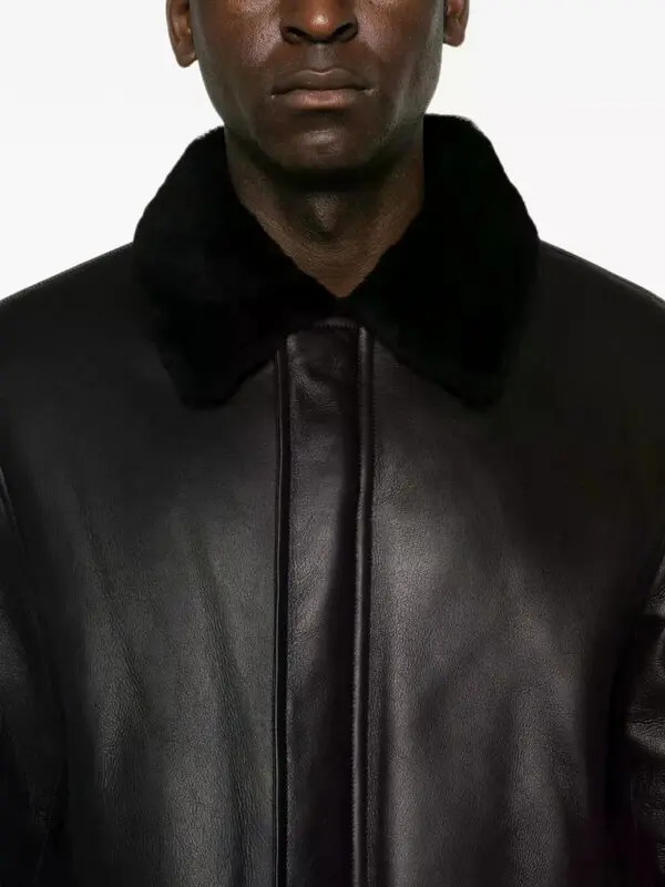 YVES SALOMON Fur-collar Leather Jacket